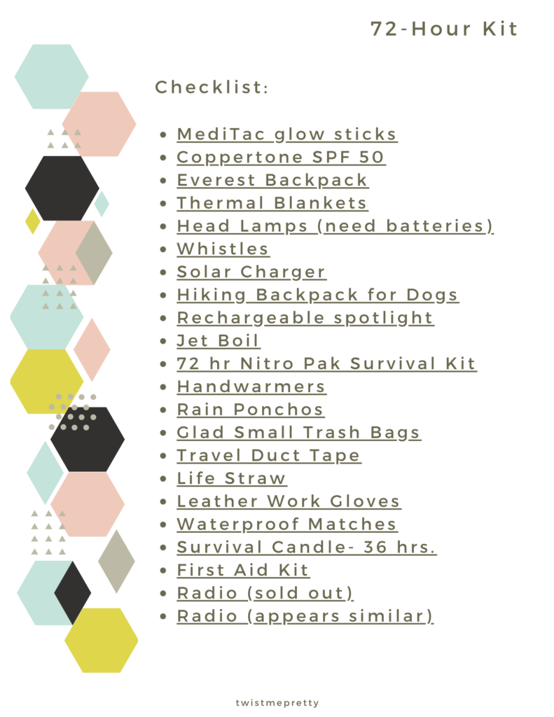 72-Hour Kit Checklist - Twist Me Pretty