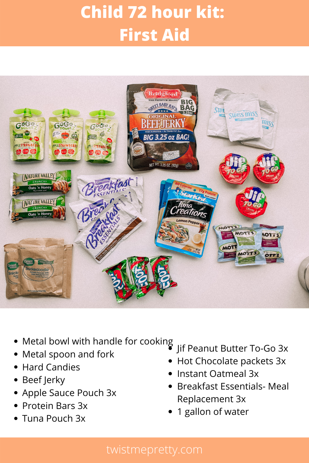child 72 hour kit food - Twist Me Pretty