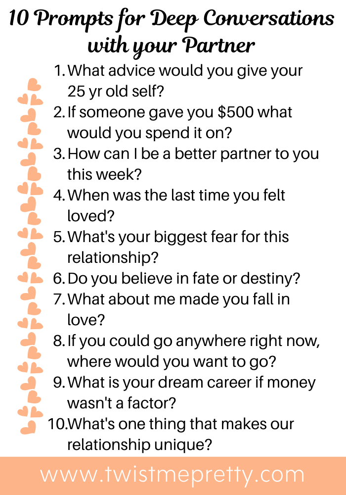 10 Prompts for Deep Conversations with Your Partner - Twist Me Pretty 10 Prompts for Deep Conversations with Your Partner - Twist Me Pretty