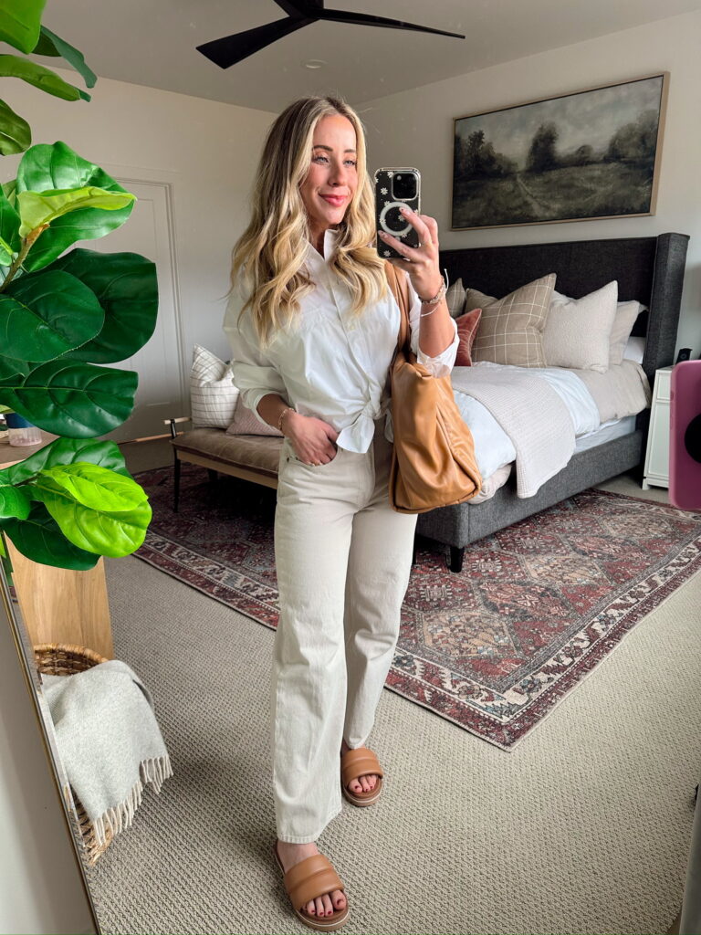 Nine Ways to Style a White Button Up Shirt - Twist Me Pretty